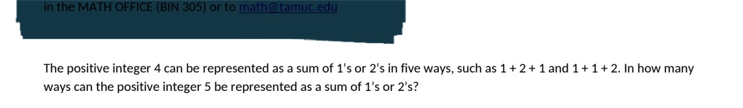 Solved The positive integer 4 ﻿can be represented as a sum | Chegg.com