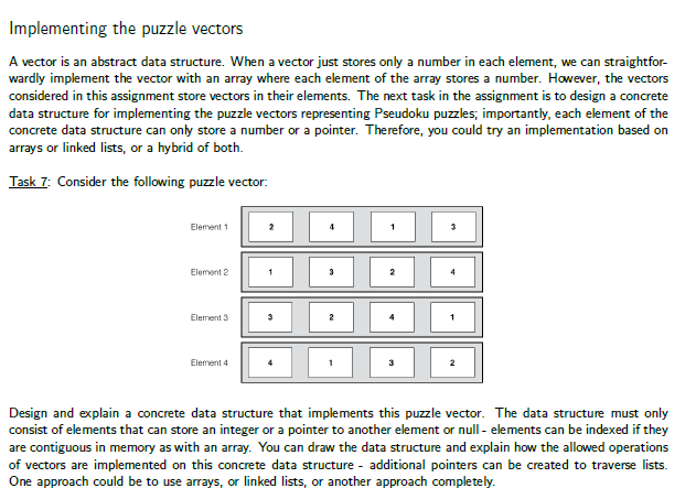 Solved Implementing the puzzle vectors A vector is an | Chegg.com