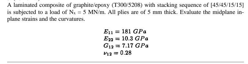 Solved A laminated composite of graphite/epoxy (T300/5208) | Chegg.com