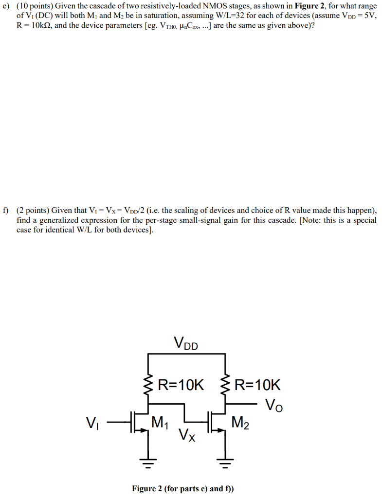 Solved a) (5 points) For an NMOS transistor, Determine the | Chegg.com