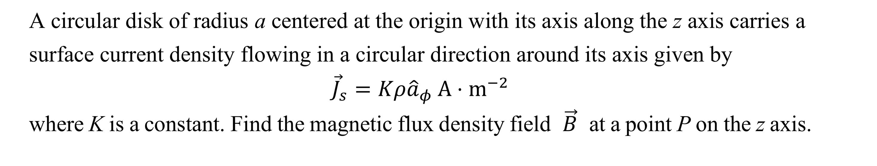 Solved A circular disk of radius a centered at the origin | Chegg.com