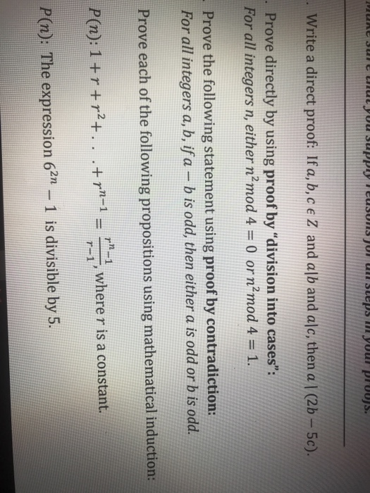 Solved Write a direct proof: If a, b,c e Z and alb and alc, | Chegg.com