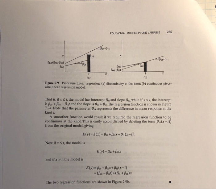 Solved 8 7 Piecewise Linear Regression In Example 7 3 We