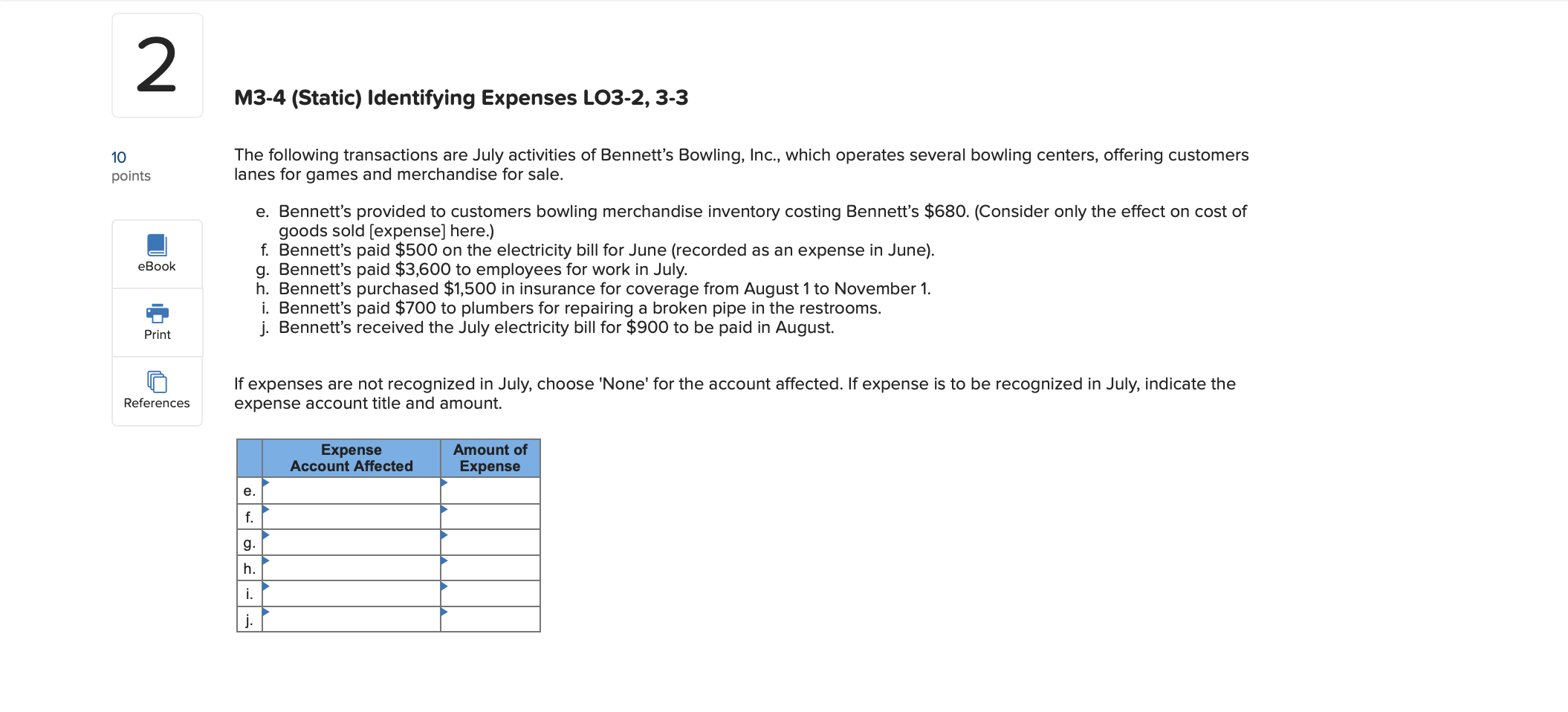 Solved M3-4 (Static) Identifying Expenses LO3-2, 3-3 10 | Chegg.com