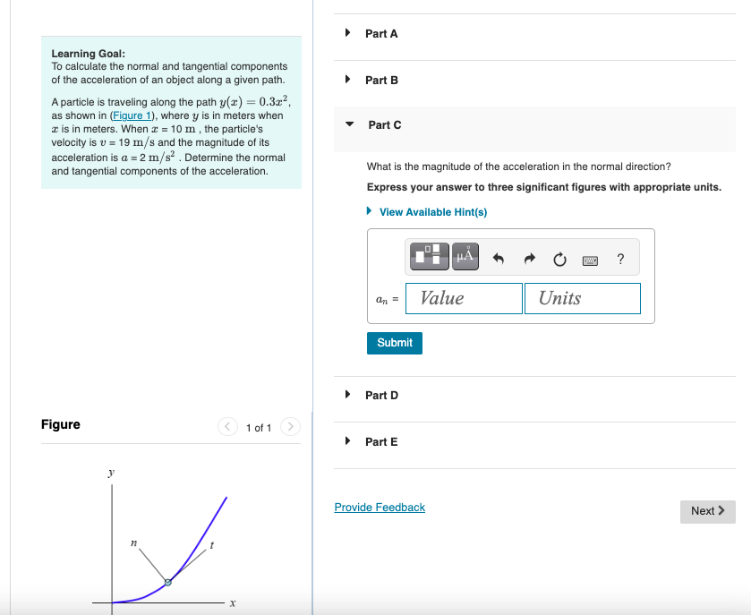 Solved Learning Goal: To calculate the normal and tangential | Chegg.com