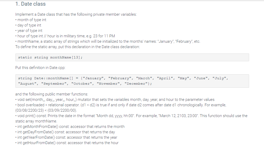 Solved Please help with my coding assignment IN C++ given | Chegg.com