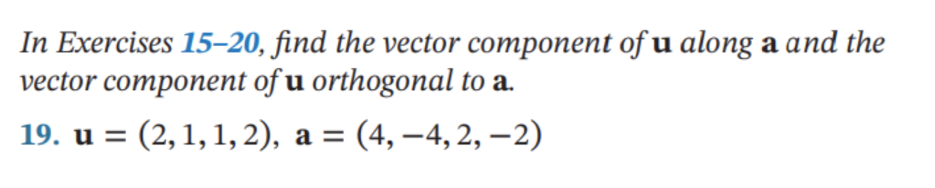 Solved In Exercises 15-20, find the vector component of u | Chegg.com