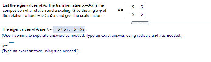 Solved List the eigenvalues of A. The transformation X-Ax is | Chegg.com