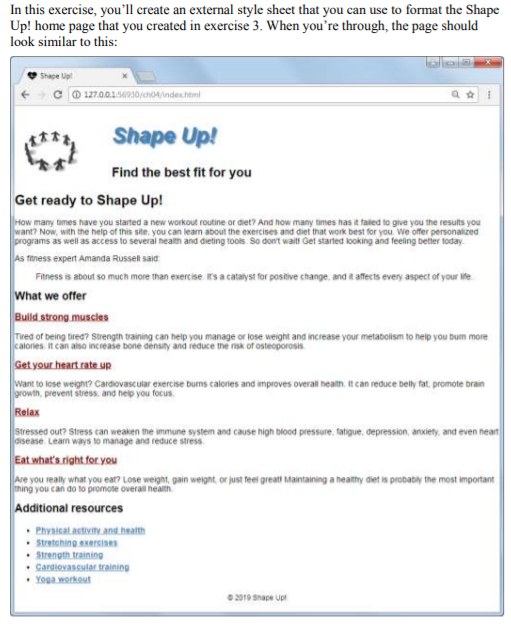 Solved In this exercise, you'll create an external style | Chegg.com