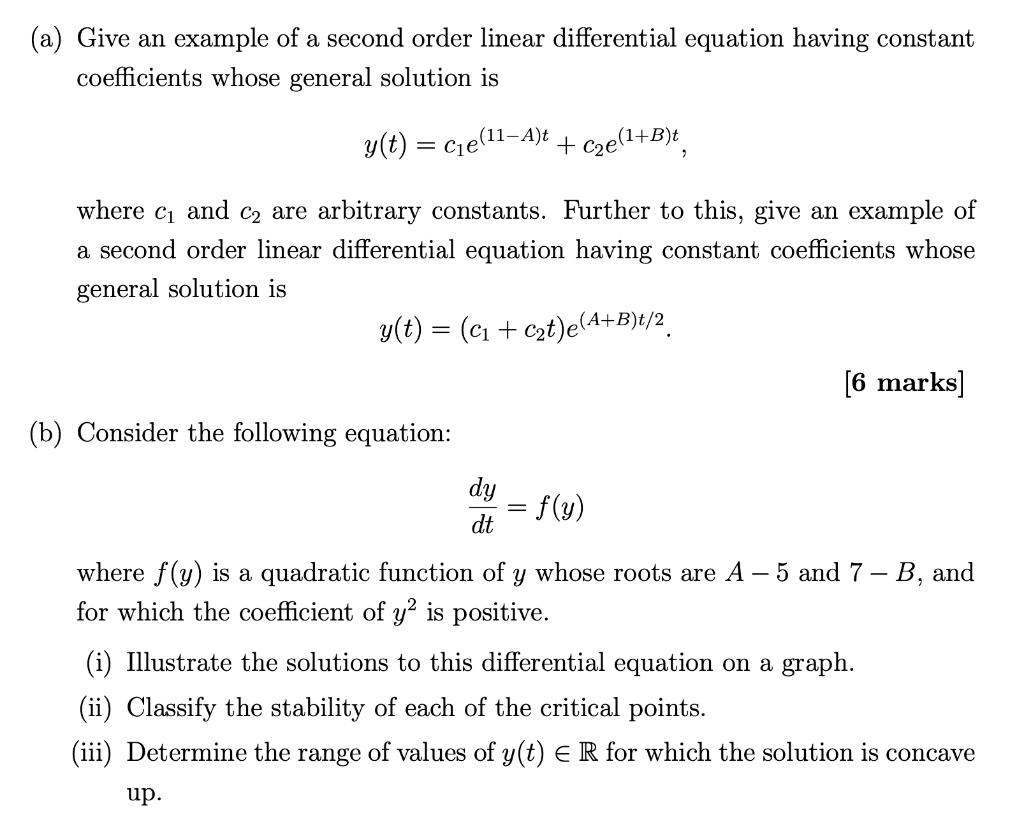 Solved (a) Give an example of a second order linear | Chegg.com