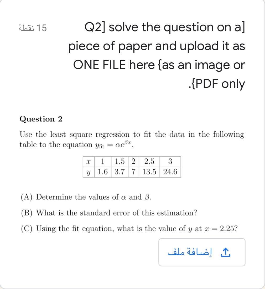 Solved 15 نقطة Q2] solve the question on a] piece of paper | Chegg.com