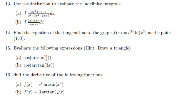Solved 13. Use u-substitution to evaluate the indefinite | Chegg.com