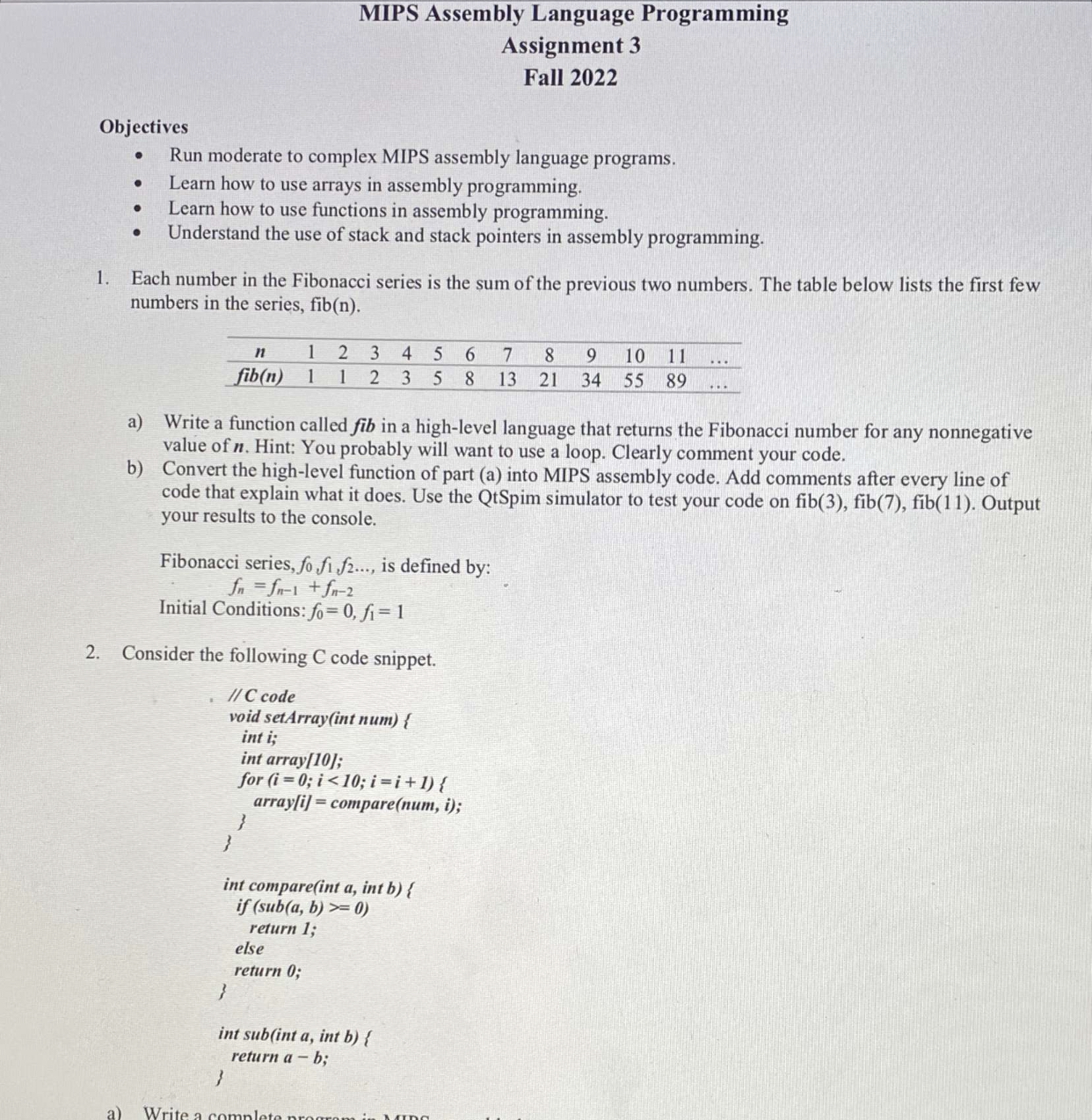 Solved Objectives - Run moderate to complex MIPS assembly | Chegg.com