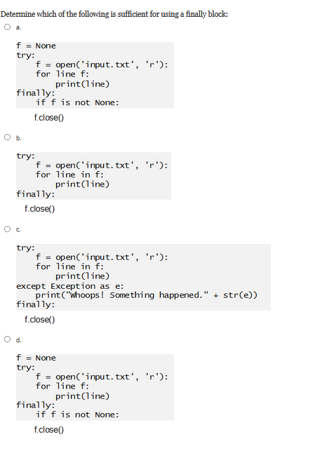 Solved etermine which of the following is the most suitable | Chegg.com