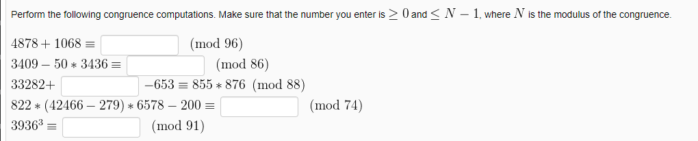 Solved Perform the following congruence computations. Make | Chegg.com