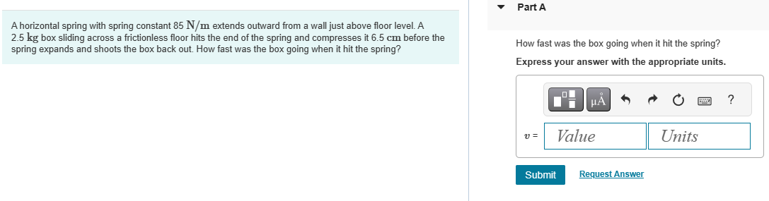 Solved A horizontal spring with spring constant 85 N/m | Chegg.com