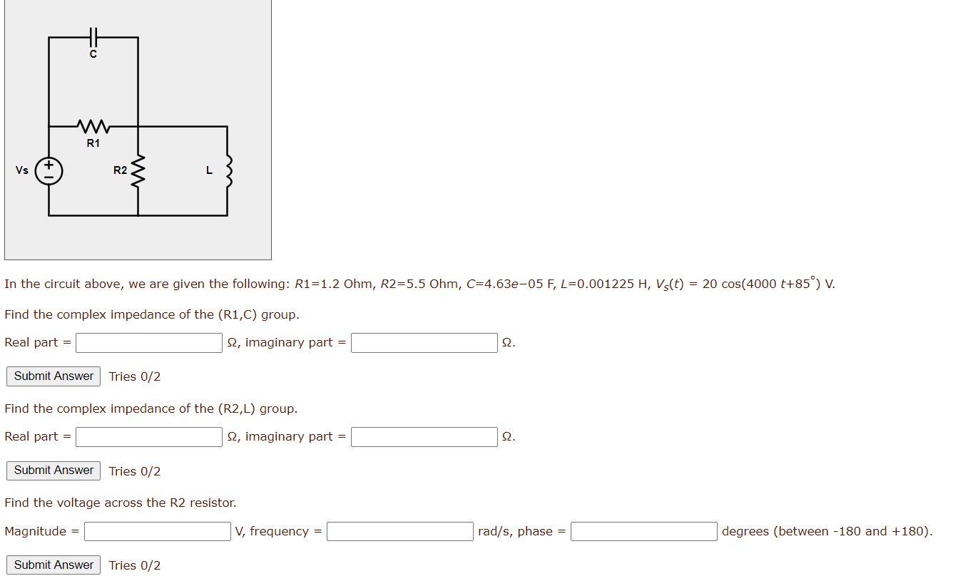 Solved R1 Vs R2 L In the circuit above, we are given the | Chegg.com