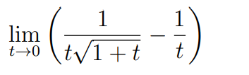 Solved limt→0(1t1+t2-1t) | Chegg.com