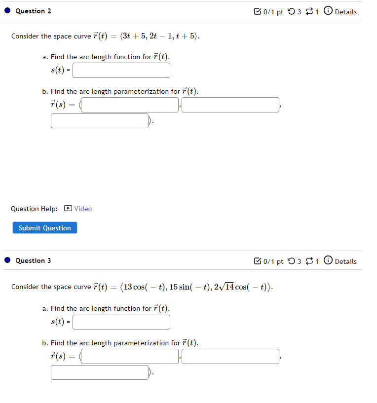 Solved onsider the space curve r(t)= 3t+5,2t−1,t+5 . a. Find | Chegg.com
