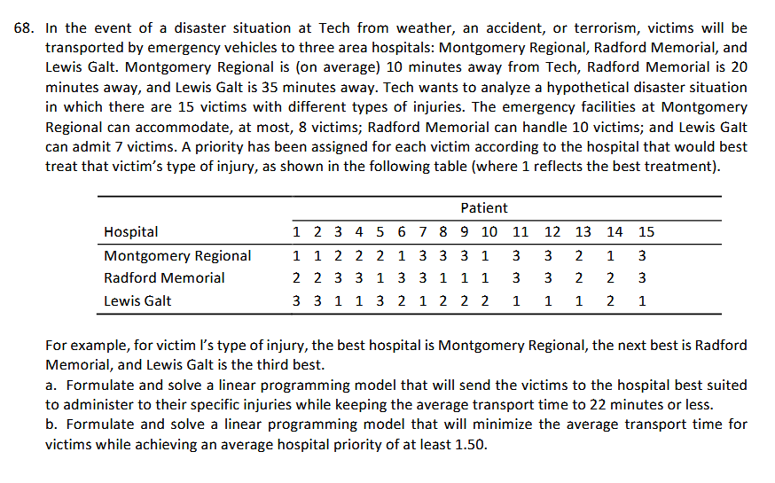 Solved 68. In the event of a disaster situation at Tech from | Chegg.com