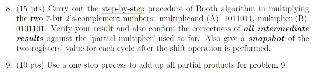 8. (15 pts) Carry out the step-by-step procedure of | Chegg.com