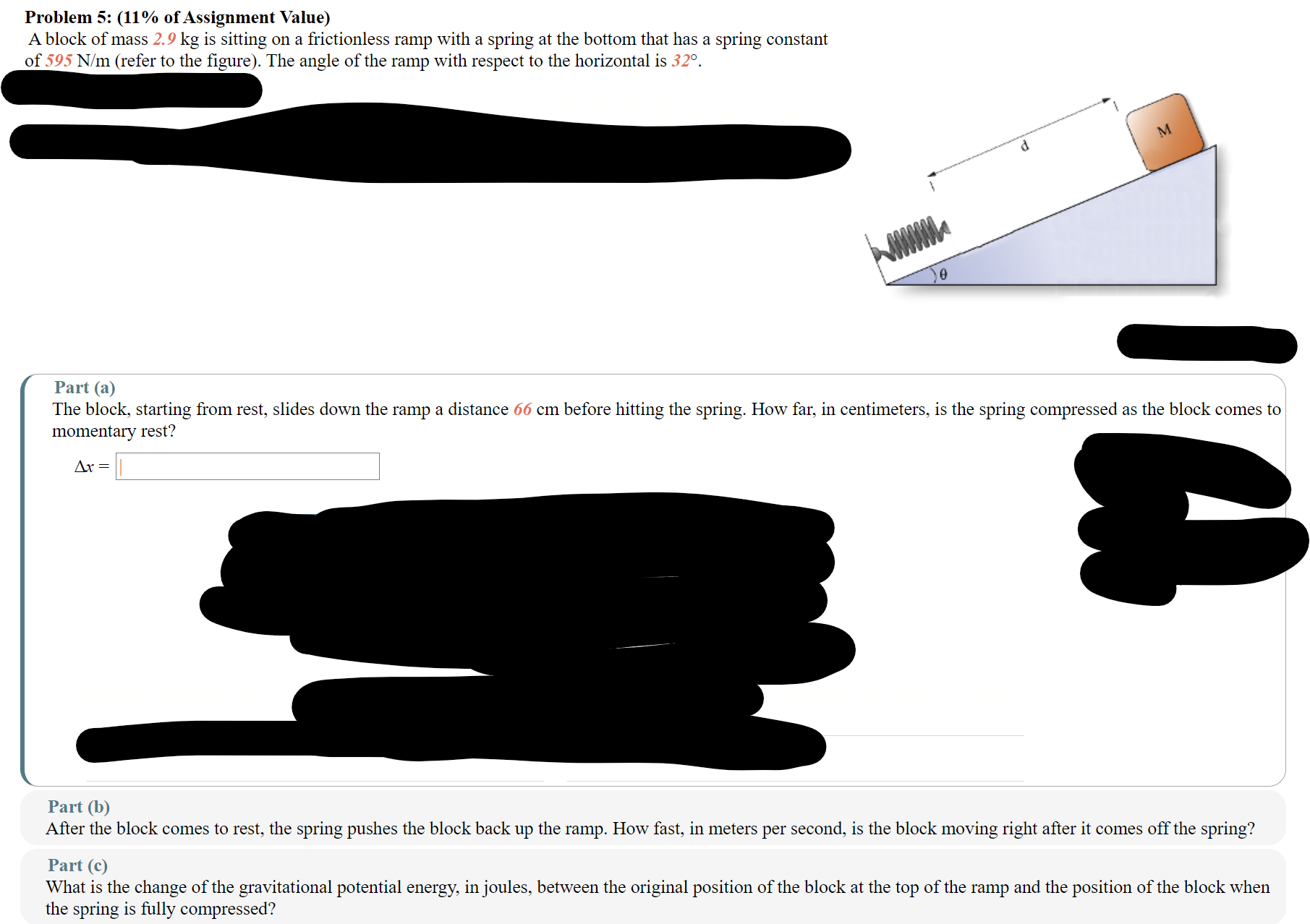 Solved The block, starting from rest, slides down the ramp a | Chegg.com