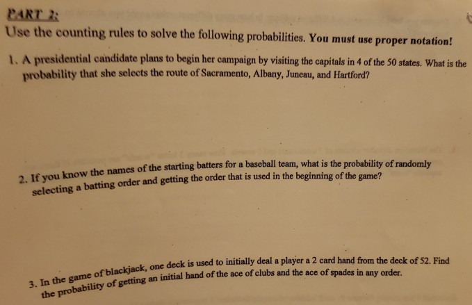 Solved PART 1: For each of the following counting | Chegg.com