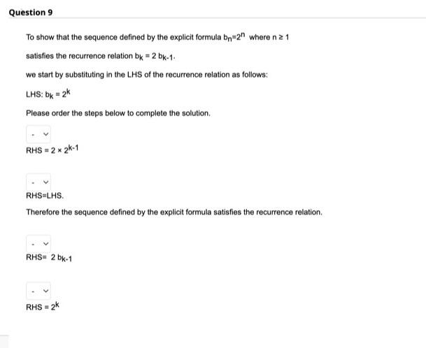 Solved To show that the sequence defined by the explicit | Chegg.com
