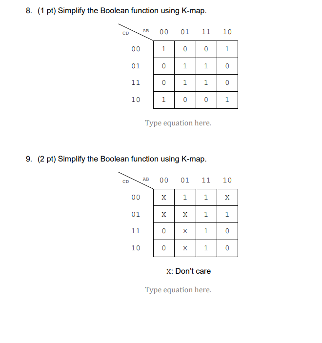 Solved Name: 1. (1 pt) Simplify the Boolean functions using | Chegg.com | Chegg.com