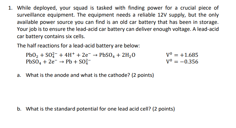Solved While deployed, your squad is ﻿tasked with finding | Chegg.com