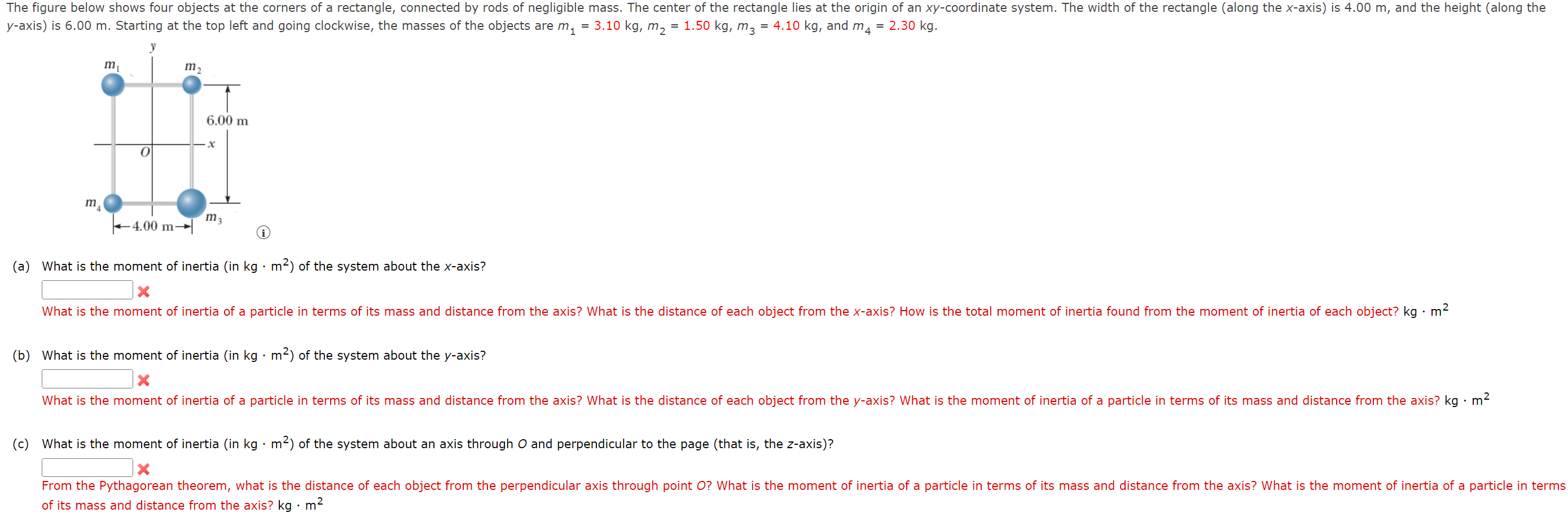 Solved The figure below shows four objects at the corners of | Chegg.com