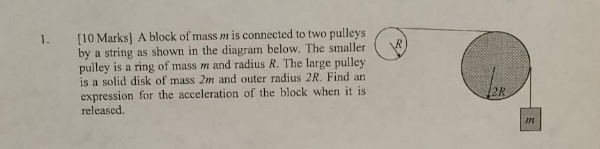 Solved by an EXPERT 1. [10 ﻿Marks] ﻿A block of mass \( ﻿m \) ﻿is | Chegg.com