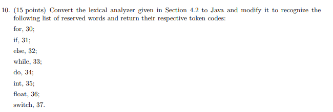 10. (15 points) Convert the lexical analyzer given in | Chegg.com