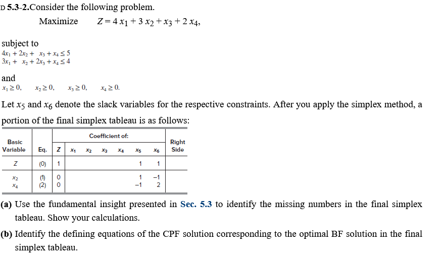 Solved D 5.3-2. Consider the following problem. Maximize | Chegg.com