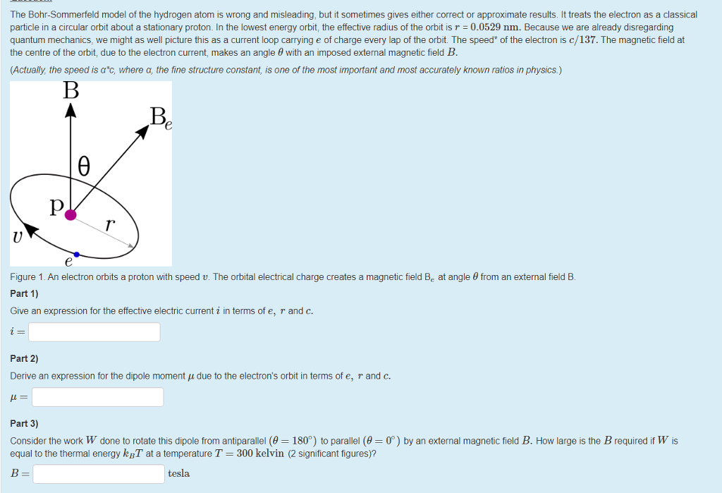 Solved The Bohr-Sommerfeld model of the hydrogen atom is | Chegg.com