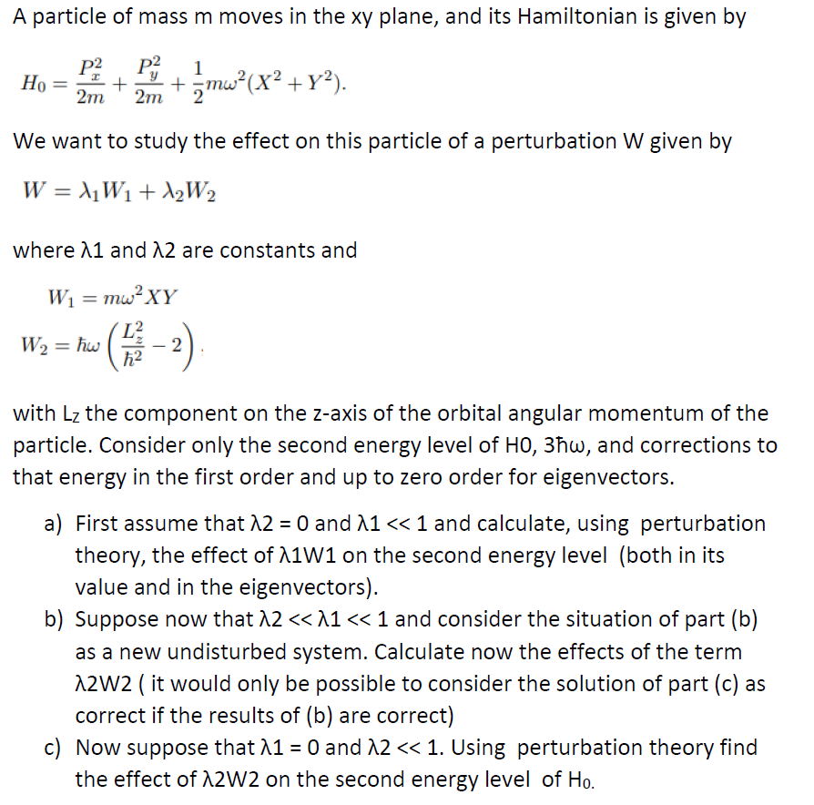Solved A particle of mass m moves in the xy plane, and its | Chegg.com