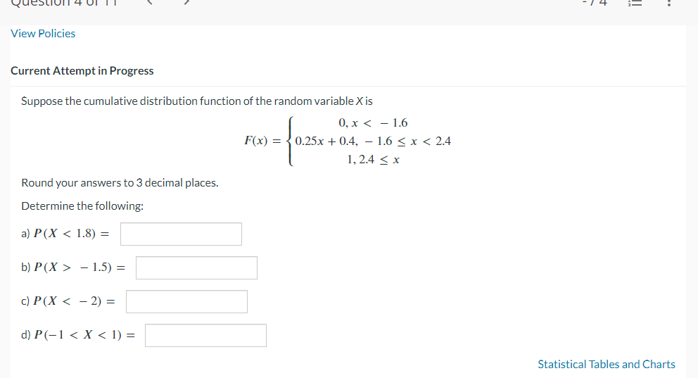 Solved Current Attempt in Progress Suppose the cumulative | Chegg.com