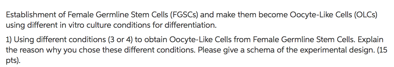 Solved Establishment of Female Germline Stem Cells (FGSCs) | Chegg.com