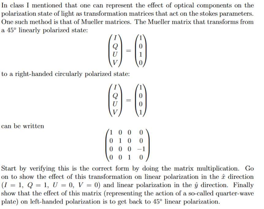 Solved In class I mentioned that one can represent the | Chegg.com