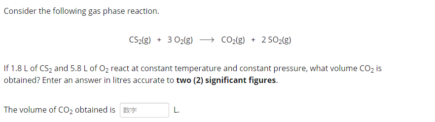 Solved Consider the following gas phase reaction. CS2(g) + 3 | Chegg.com