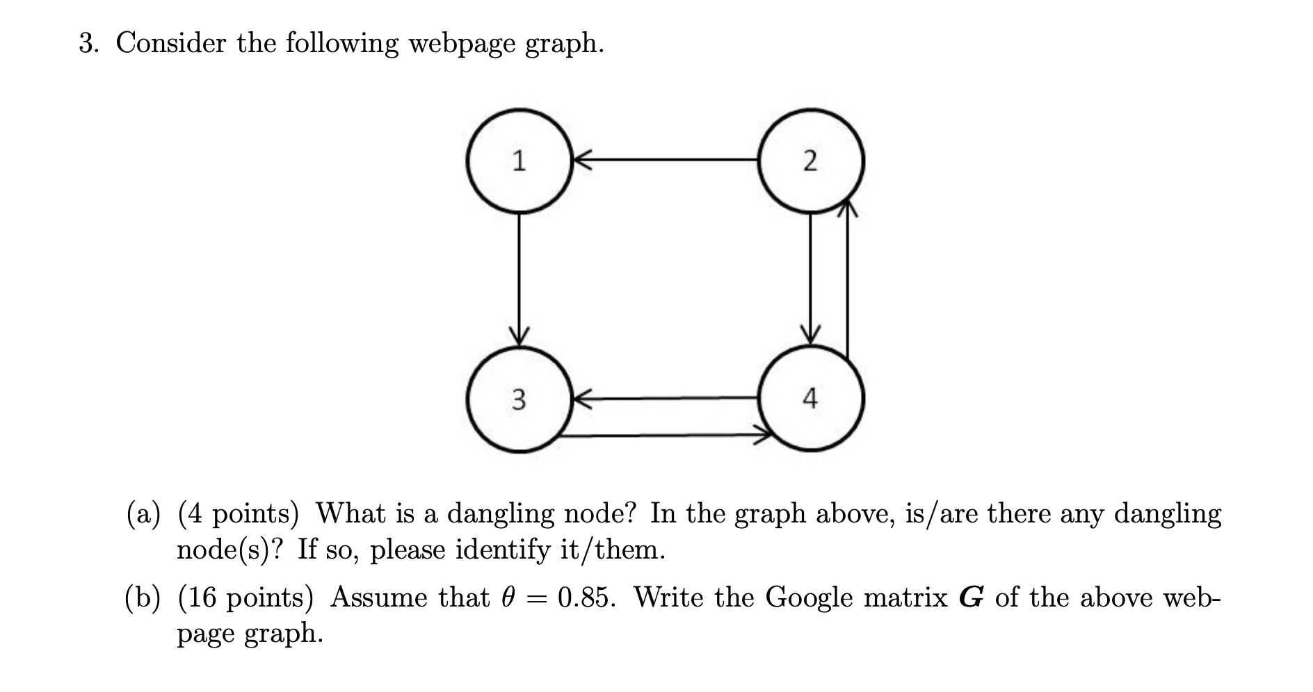 Solved 3. Consider the following webpage graph. (a) (4 | Chegg.com
