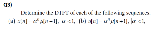 Solved Q2) Determine the DTFT of the sequence | Chegg.com