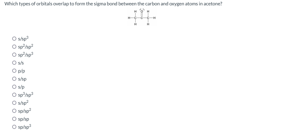 Solved Which types of orbitals overlap to form the sigma | Chegg.com