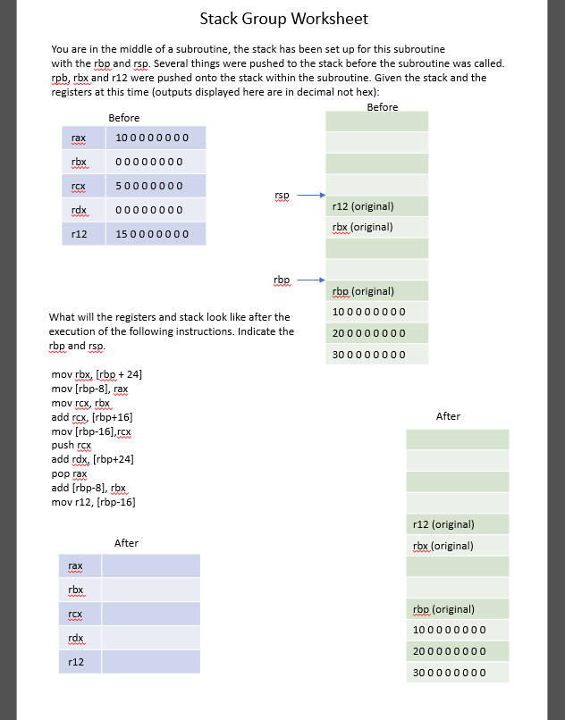 Solved Stack Group WorksheetYou are in ﻿the middle of ﻿a | Chegg.com
