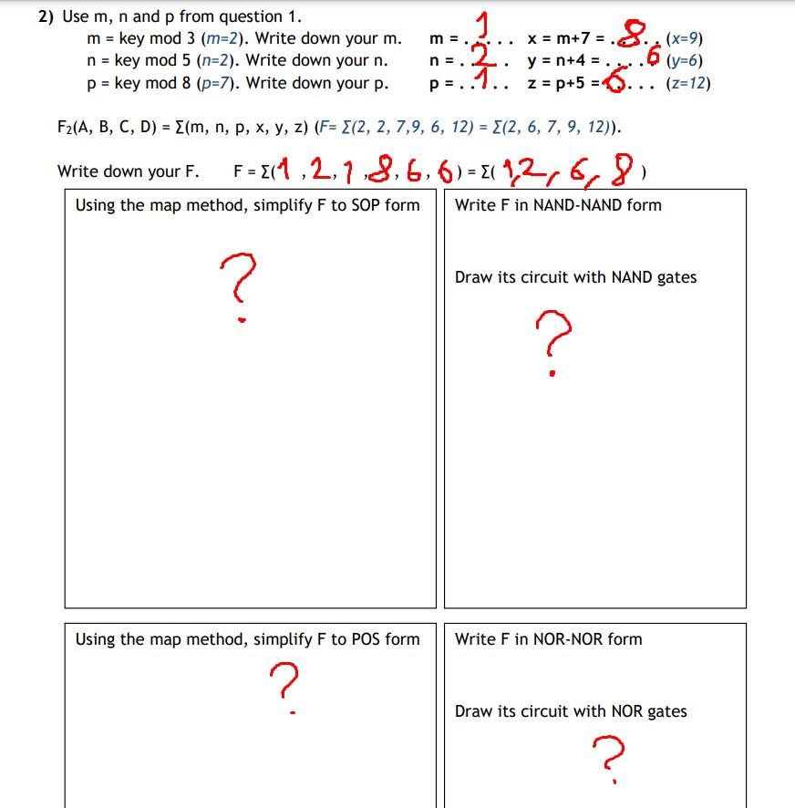 Solved keys are on top m n p. i have given the numbers on | Chegg.com