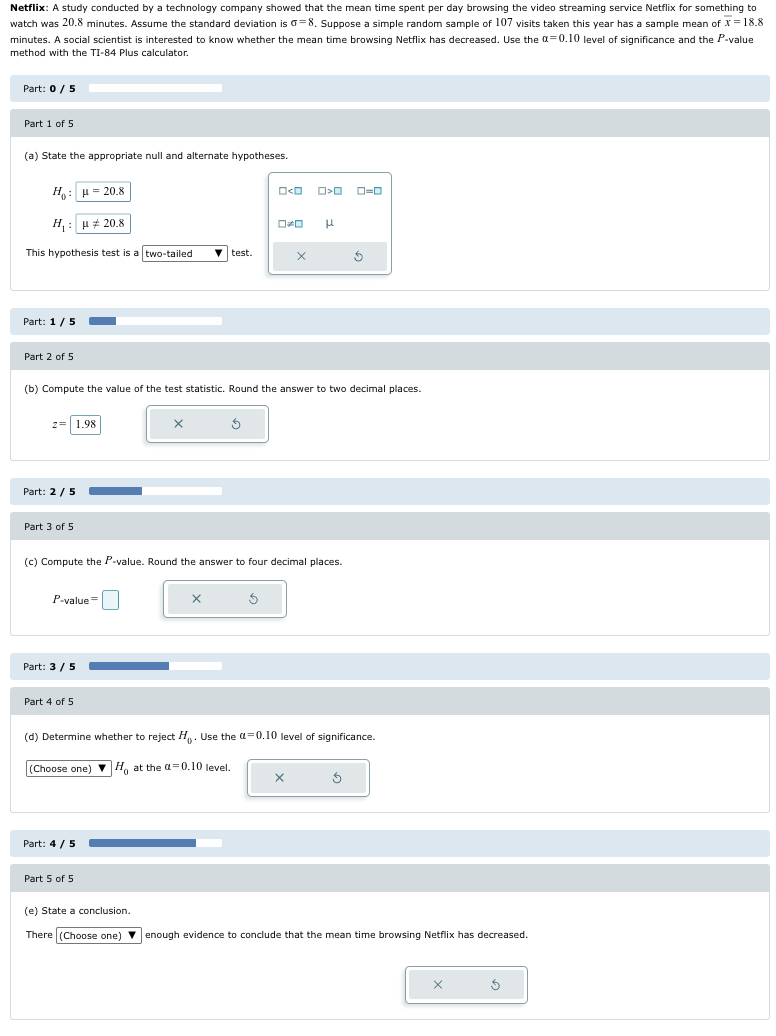 Solved method with the TI-84 ﻿Plus calculator.Part: | Chegg.com