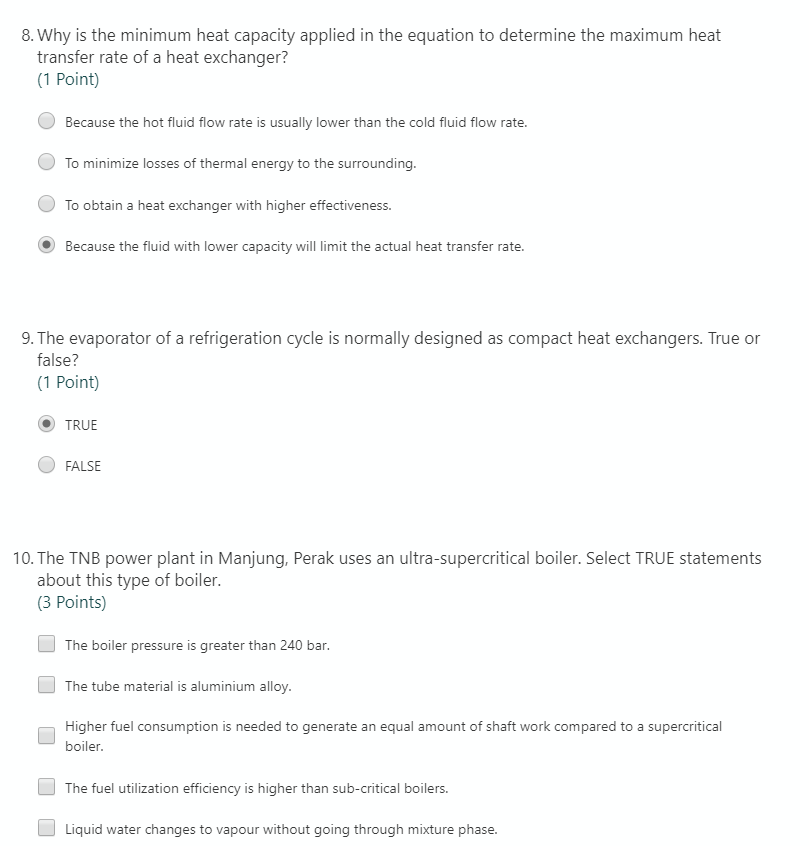Solved 8. Why is the minimum heat capacity applied in the | Chegg.com
