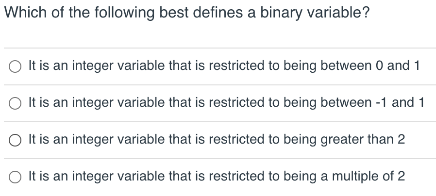 Solved Which of the following best defines a binary | Chegg.com