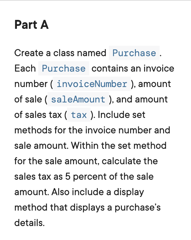 Solved Create a class named Each contains an invoice number | Chegg.com