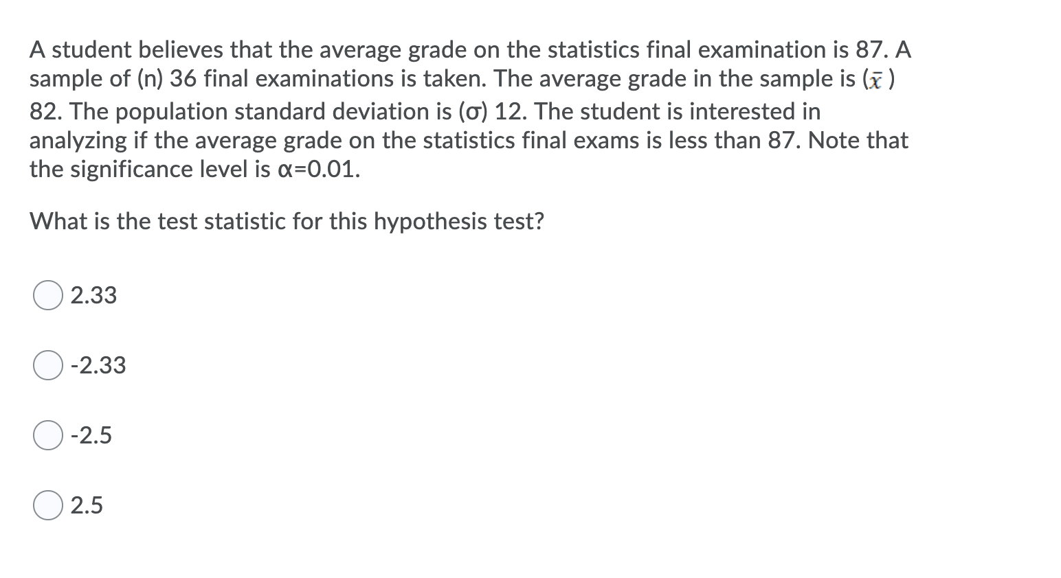 Solved A student believes that the average grade on the | Chegg.com